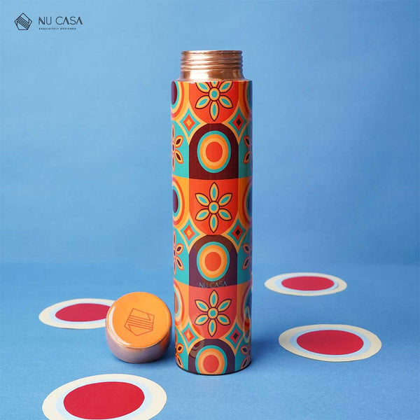 Jamiti Print Pure Copper Bottle - 750ml - Nu Casa
